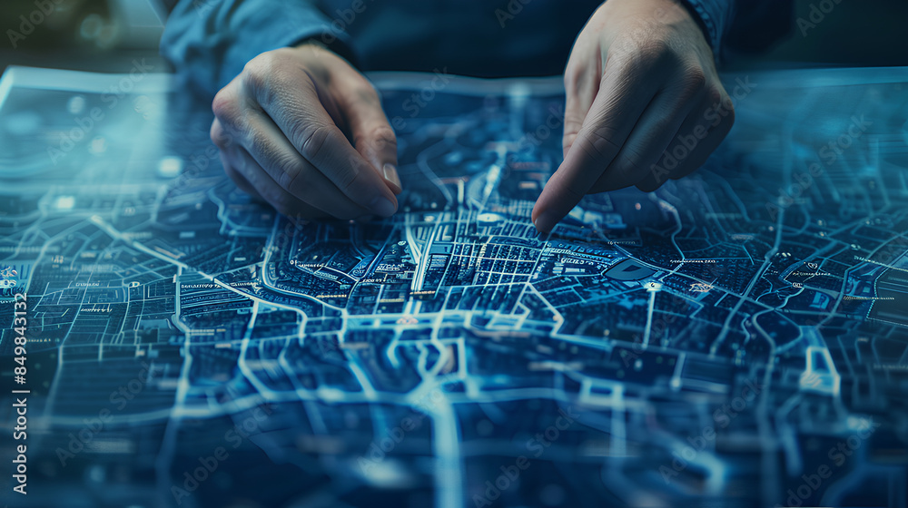 GIS. Man Holds Geographic Icons. Spatial Data, Mapping Excellence on ...