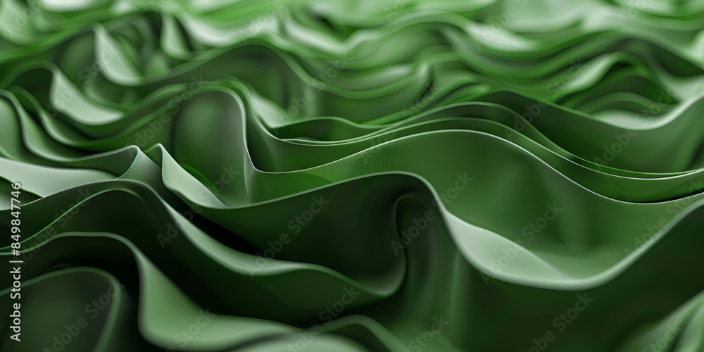Smooth flowing green waves with gradient design for modern backdrop ...