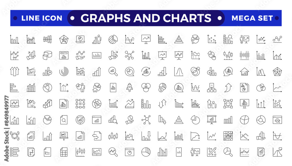 Growing bar graph icon set. Business graphs and charts icons ...