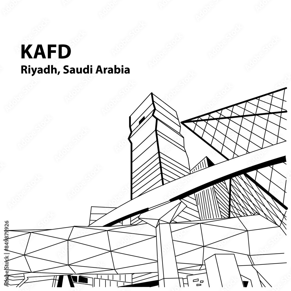 Stylized Architectural Illustration of King Abdullah Financial District ...