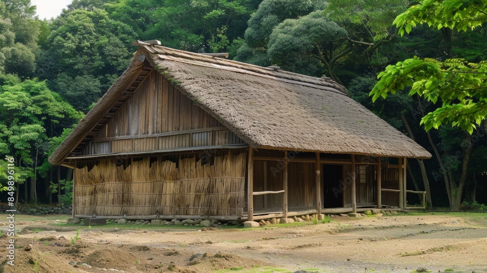 Tribal Hut having thatched roof, made from Bamboo Straws and sticks ...