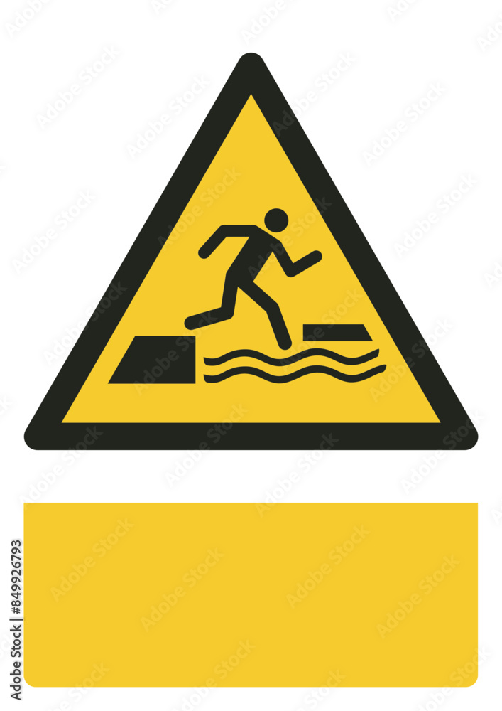 ISO warning safety signs_warning ; falling into water when stepping on ...
