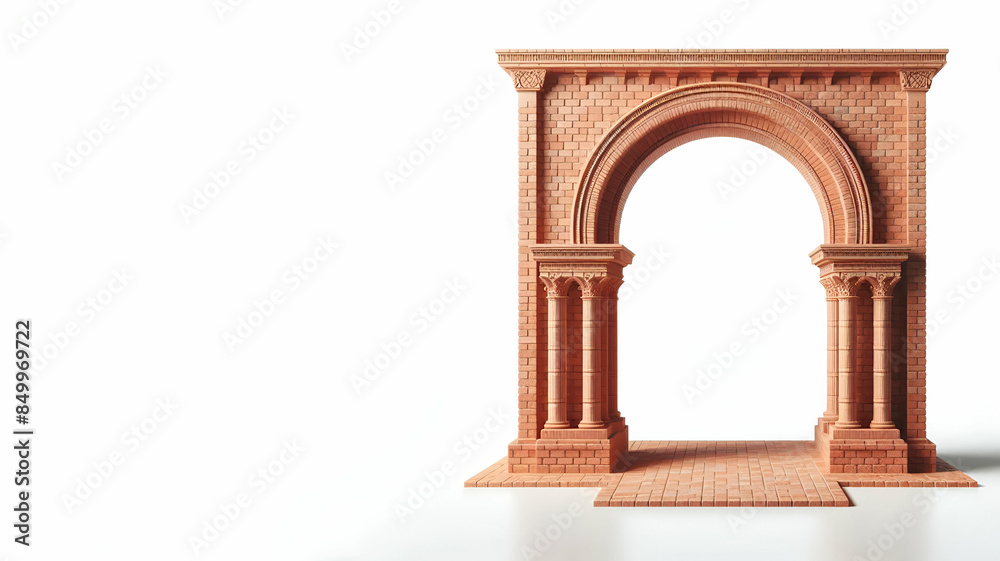 A historic structure featuring white marble arches and ancient pillars ...