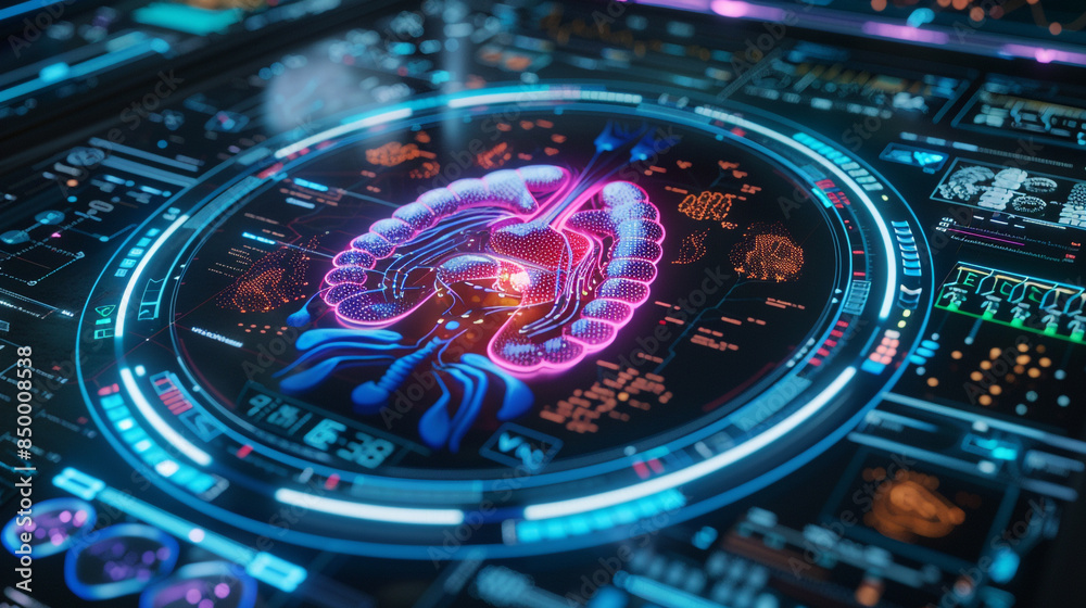 Stomach health care technology with scan virtual interface hologram ...