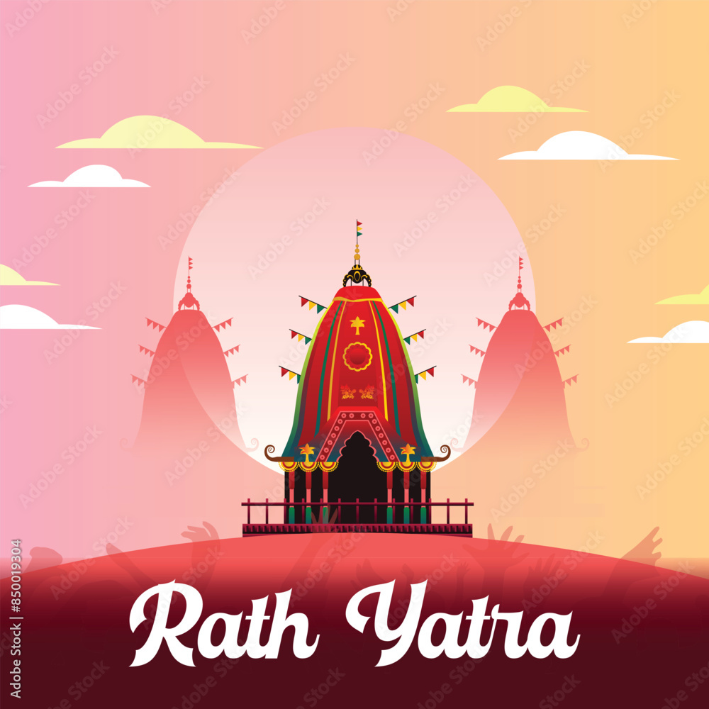 vector illustration of Rath Yatra Chariot Festival of Hindu God Lord ...