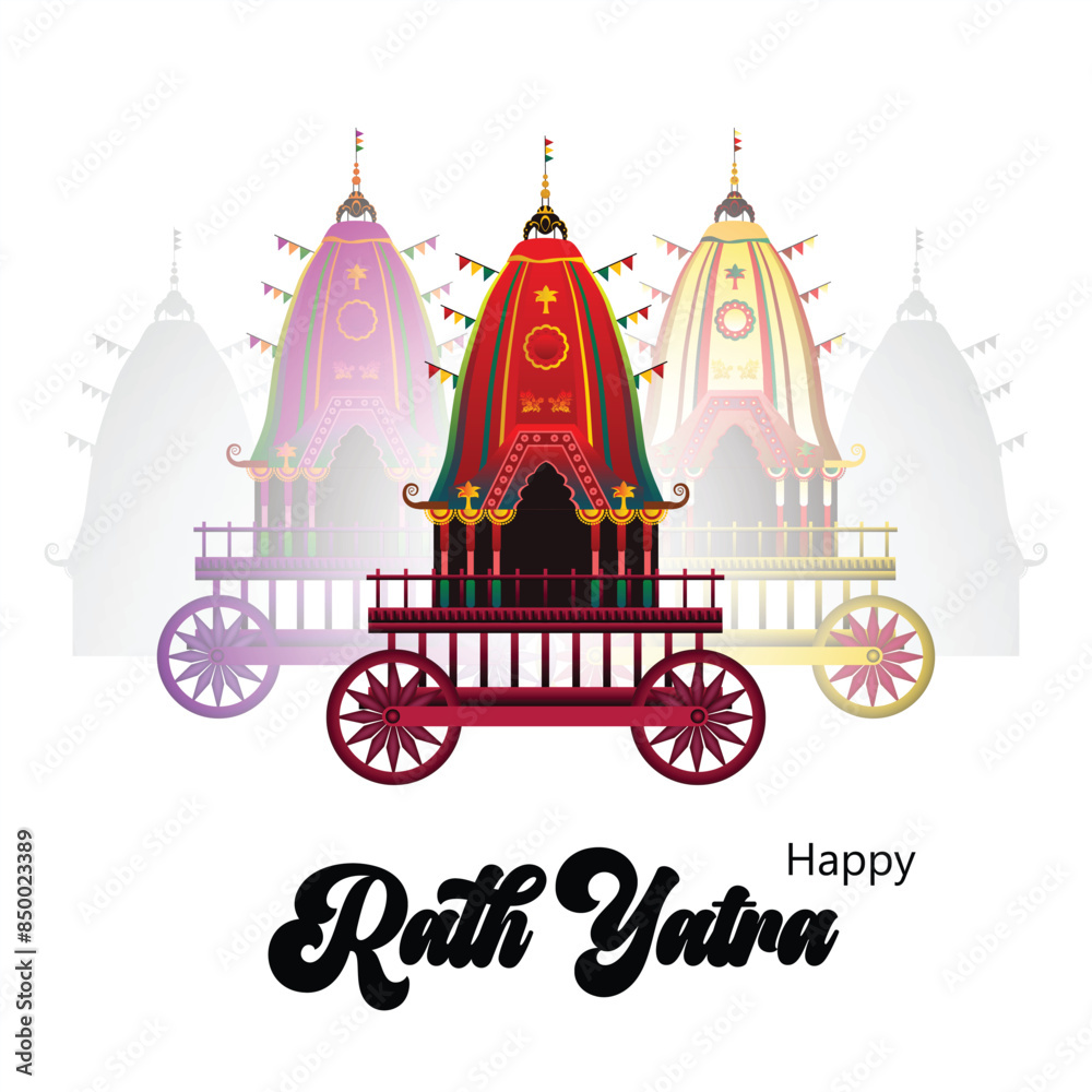 vector illustration of Rath Yatra Chariot Festival of Hindu God Lord ...