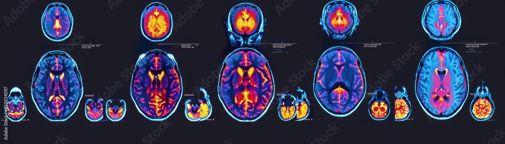 The image is a series of brain scans, each showing a different part of ...