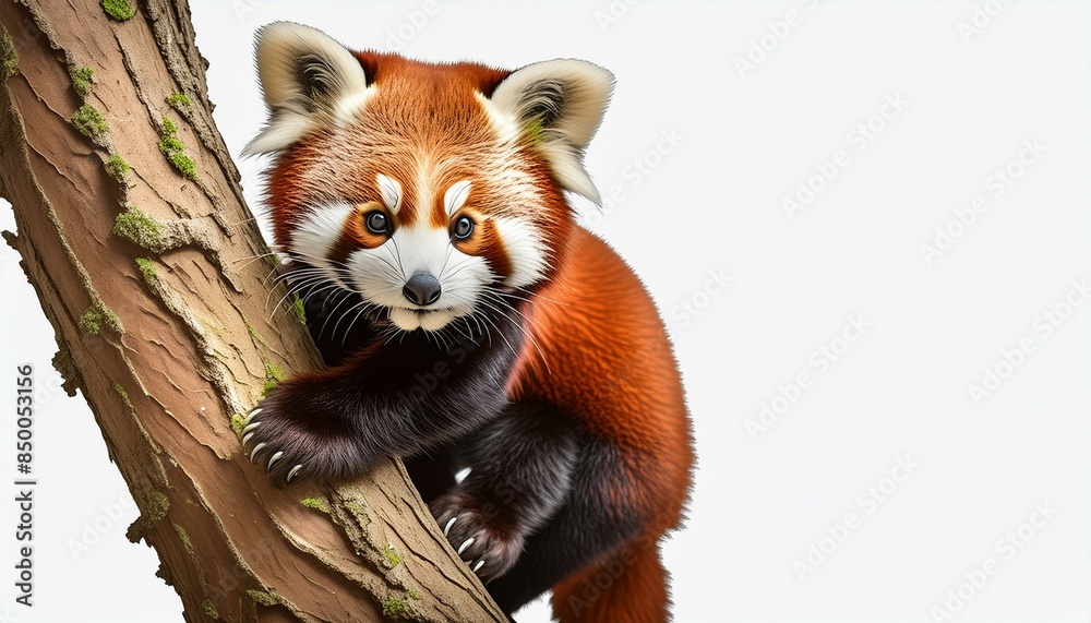 Design a cute red panda climbing a tree, transparent background, PNG ...