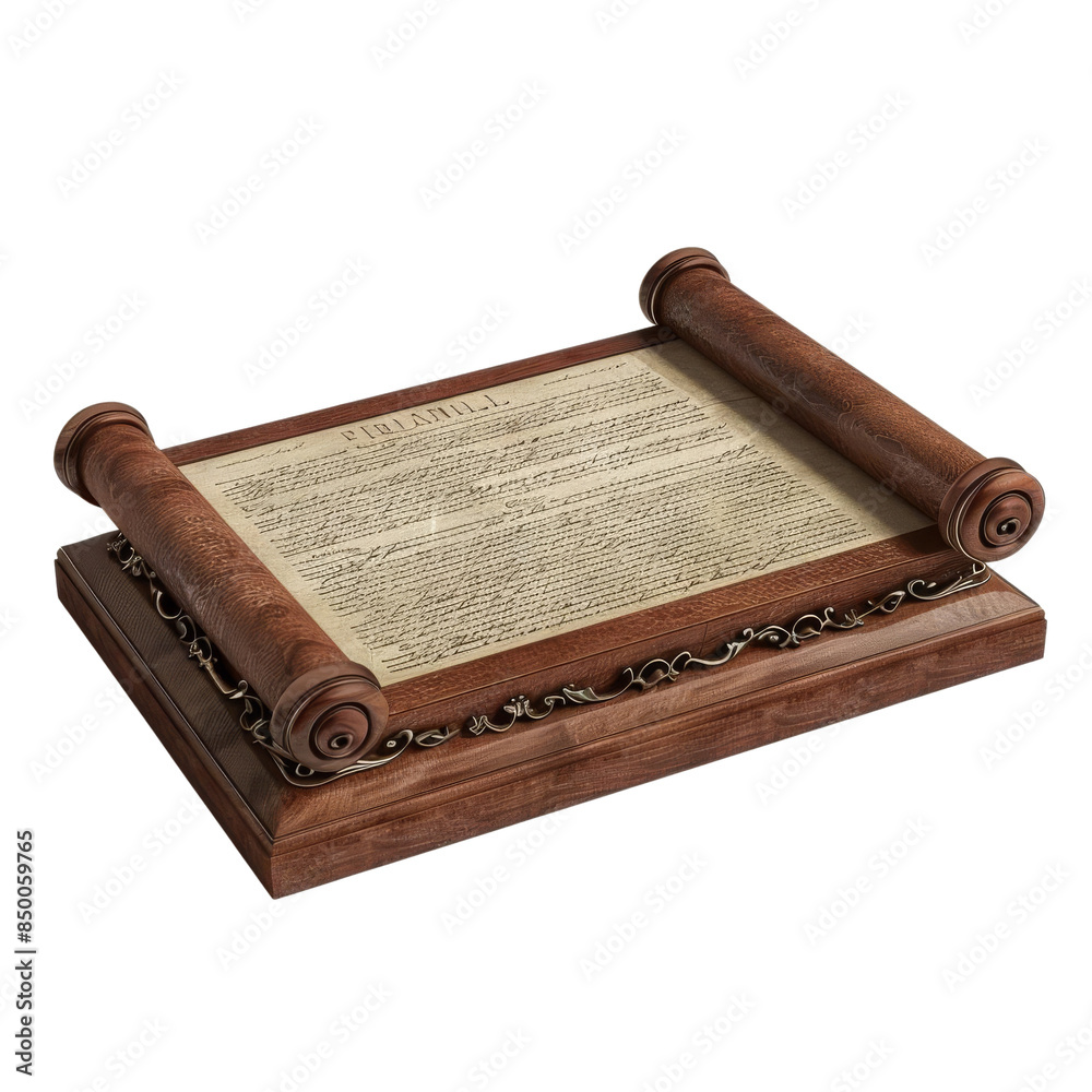 3D render of Constitution made from wood is isolated on the white ...