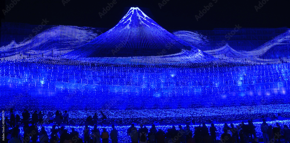 Mount Fuji island light display at Nabana no Sato. Famous Winter ...