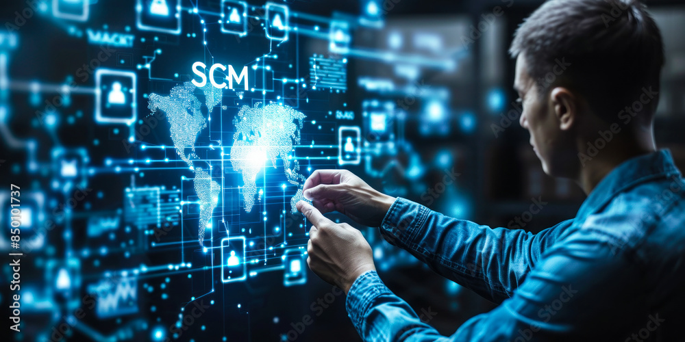 Supply Chain Management SCM concept representing integrated logistics ...