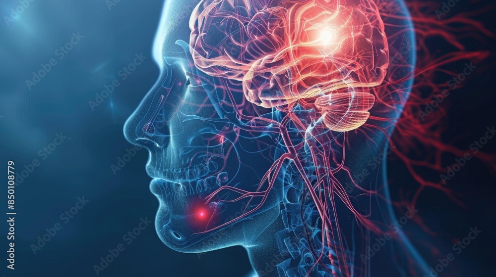 ภาพประกอบสต็อก Brain Stem Glioma The Cranial Nerve Dysfunction And Motor Weakness Visualize A
