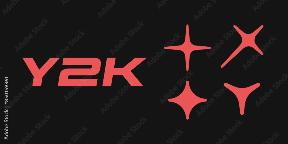 Y2K style stars set. Y2K retro futuristic elements for posters, flyers ...
