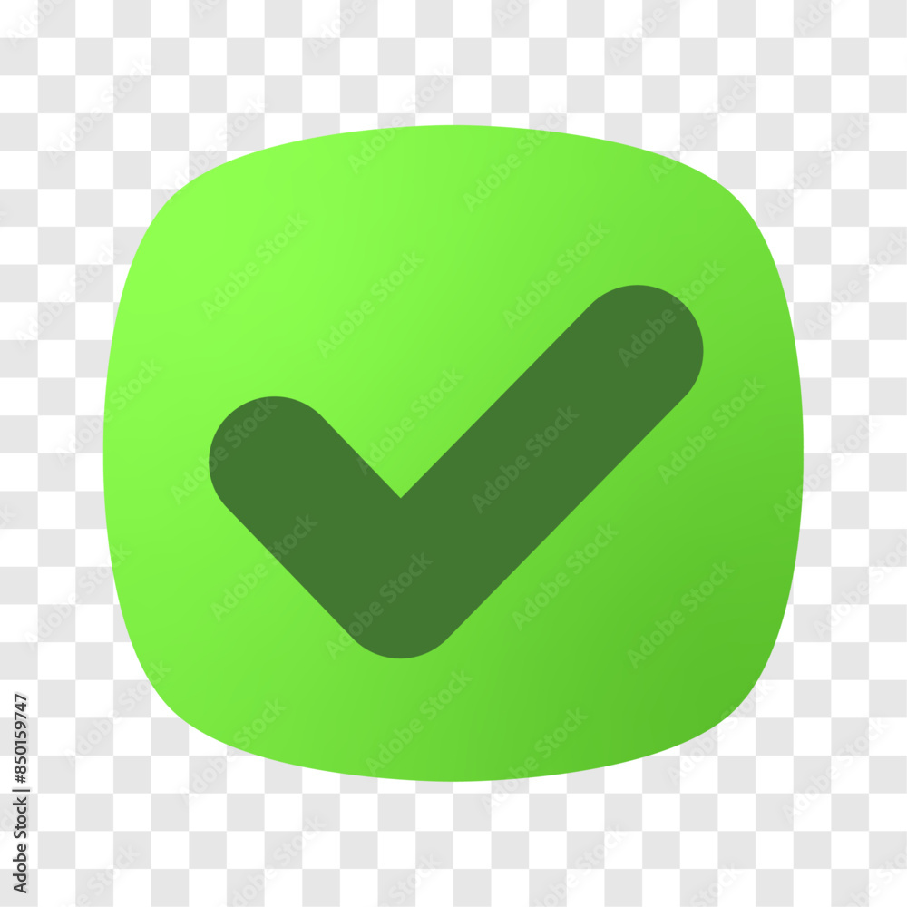 3D Right Check Mark box symbol. Green approvement icon. Easy editable ...