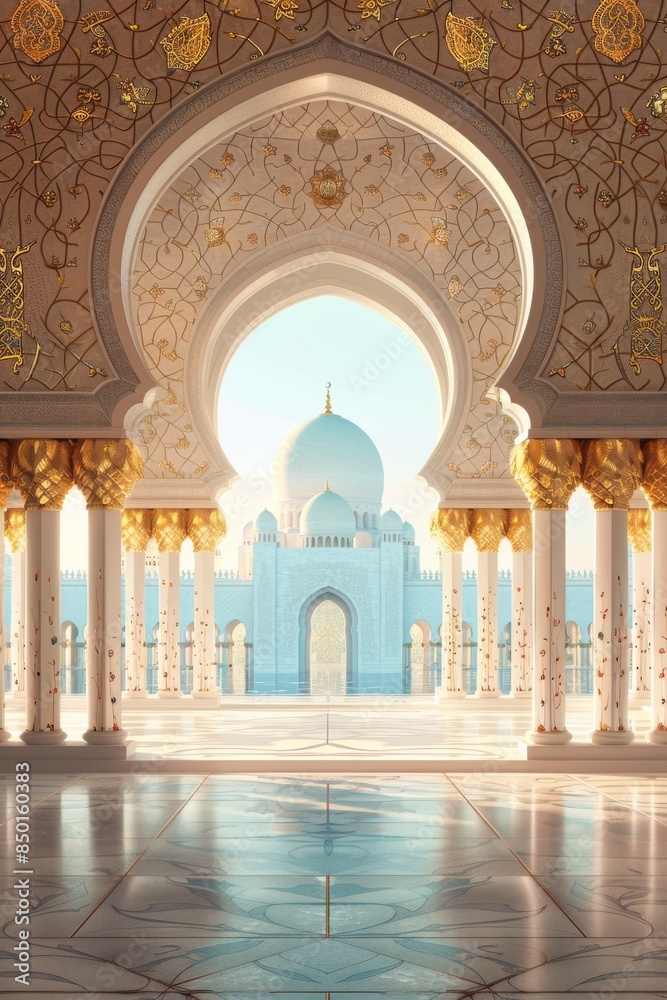 Copy Space Background Featuring Traditional Islamic Architecture With