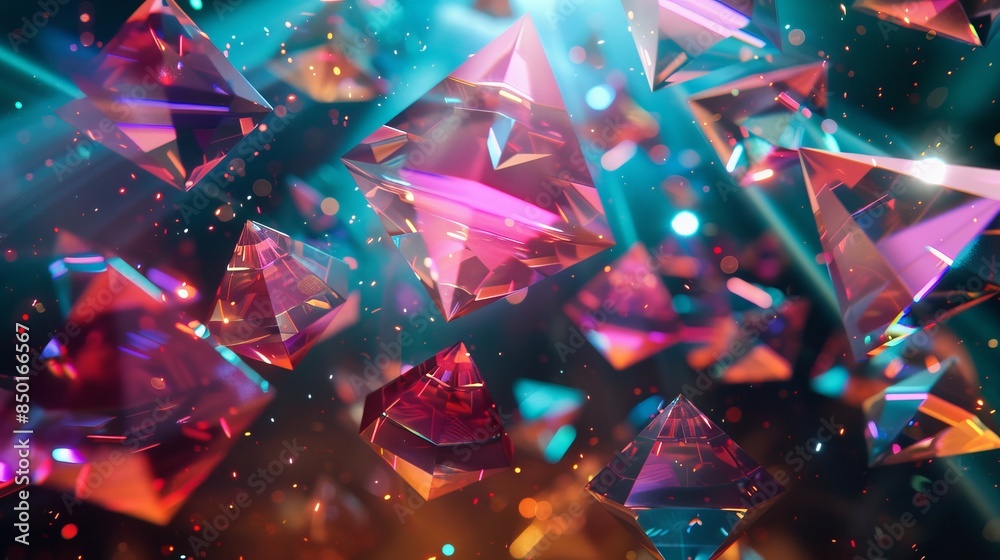 holographic pyramids floating in the air with light beams passing ...