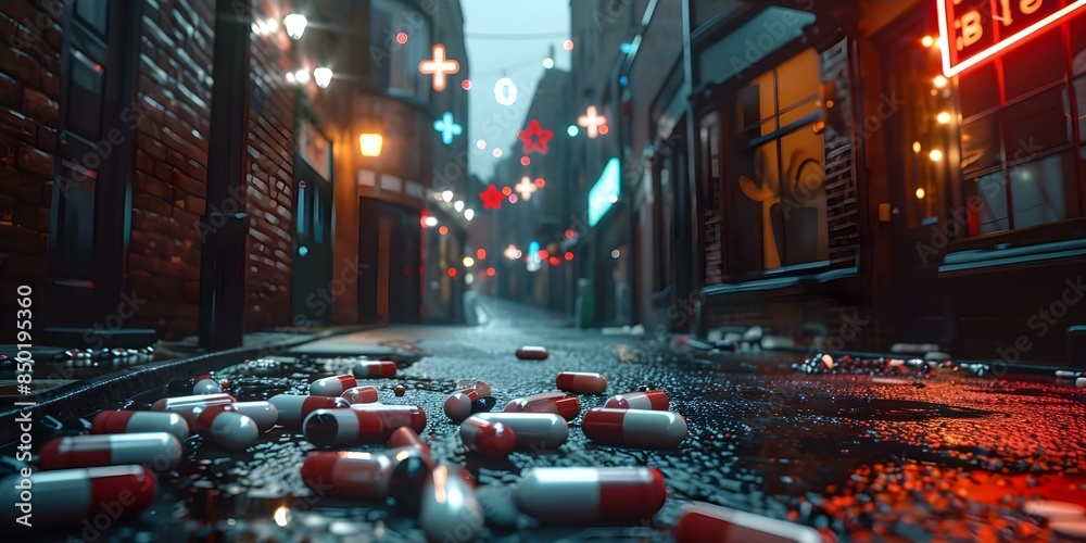 Symbolizing the struggles of addiction A dark alley filled with drug ...