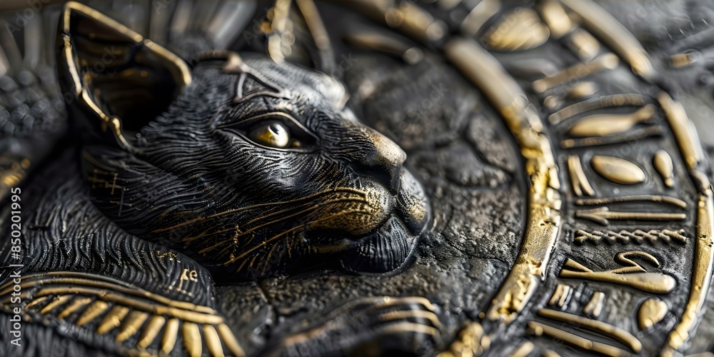 Depiction of the ancient Egyptian goddess Bastet as a celestial lioness ...