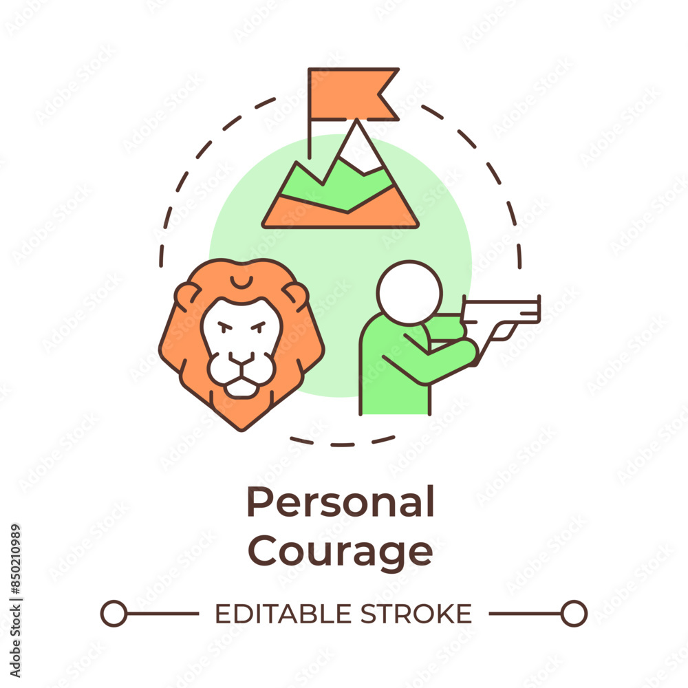 Personal courage multi color concept icon. Combat training, resilience ...