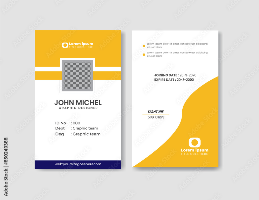 ID Card Template Design. Office Employee Id card vector. modern ...