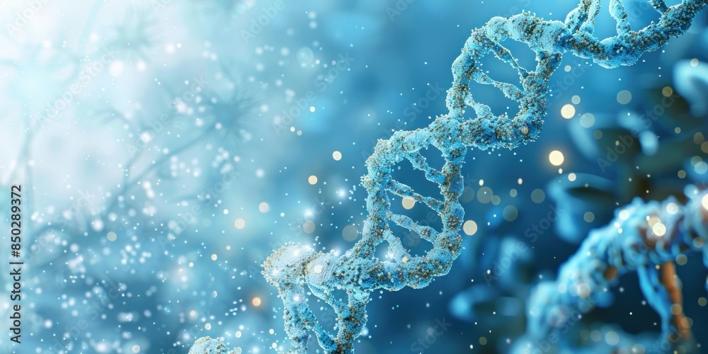 Pastel background featuring a light blue color scheme with white DNA ...