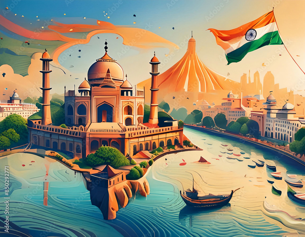 India Independence Day India map India flag Vector Background Stock ...