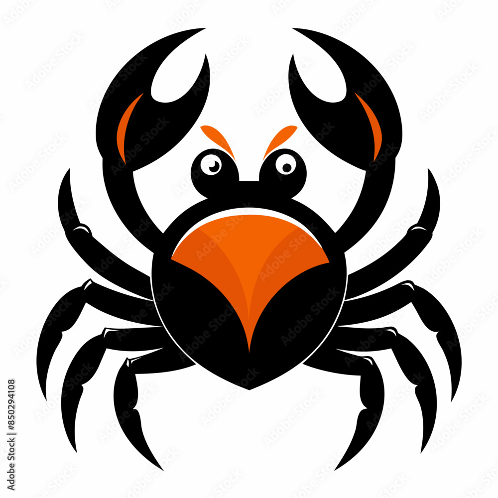 Solid black outline Fiddler Crab animal vector svg Stock Vector | Adobe ...