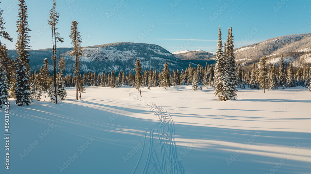 Desolate Montana ski resort under a majestic night sky, with black ...