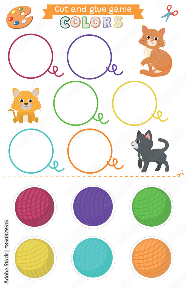 Learning colors green, blue, red, yellow, pink,purple,orange Cut and ...