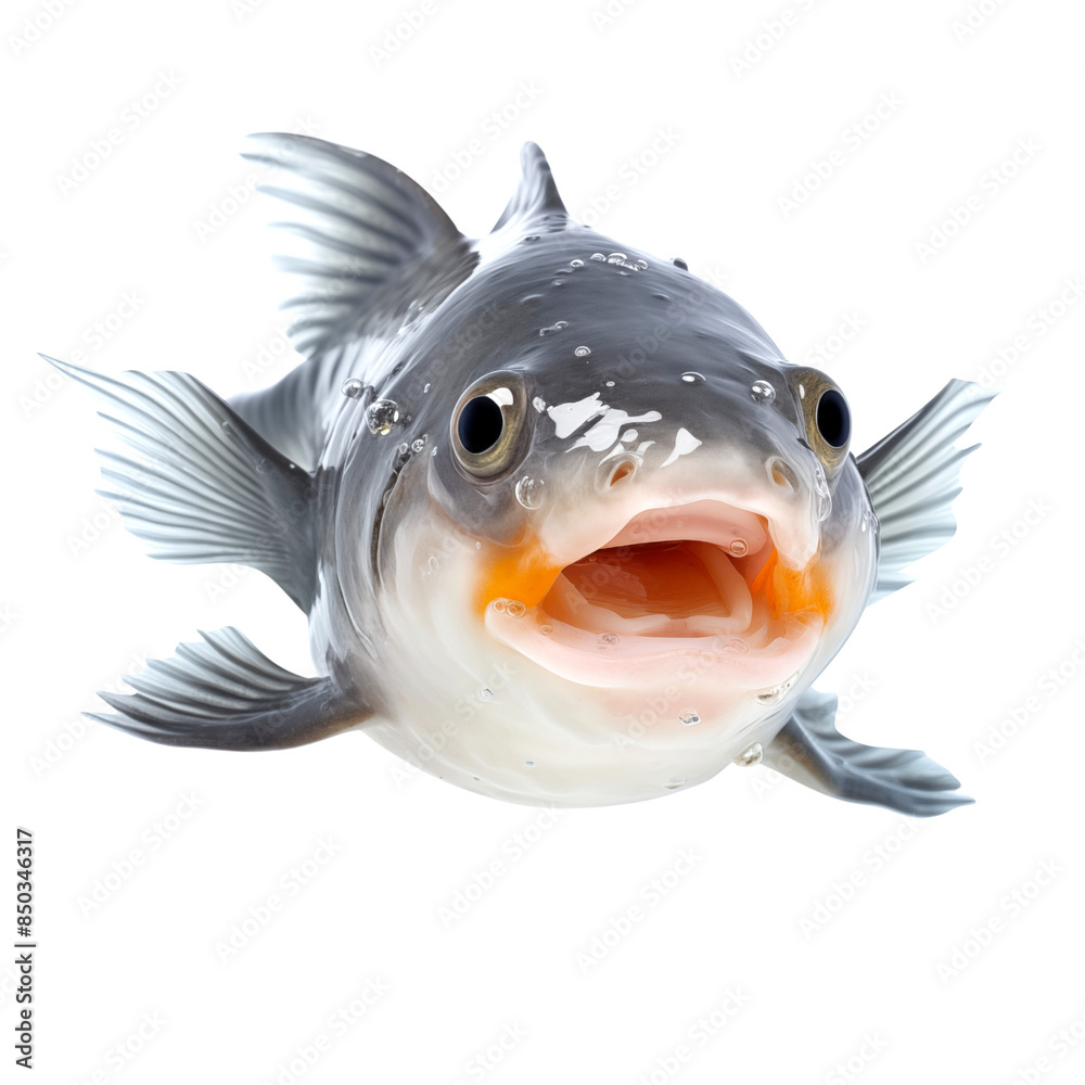 Small Barreleye Fish (Barrel Eye) Cute Smile isolated on a transparent ...