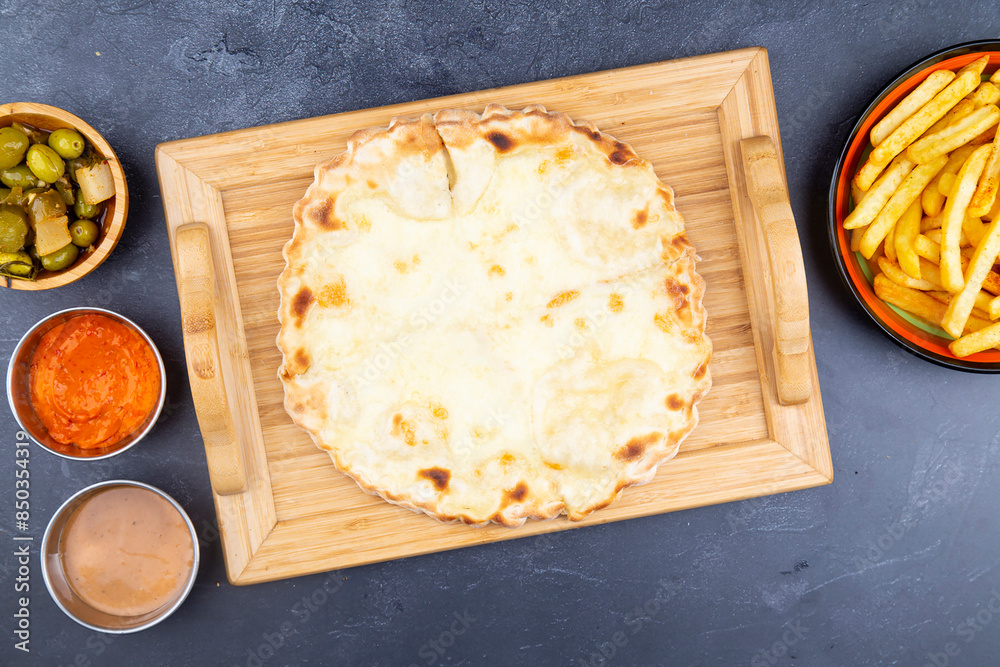 Manakeesh, Turkish arabic pizza, flat bread topped with Akkawi cheese ...