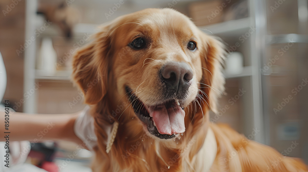 Dog grooming session captured beautifully, perfect for pet care ...