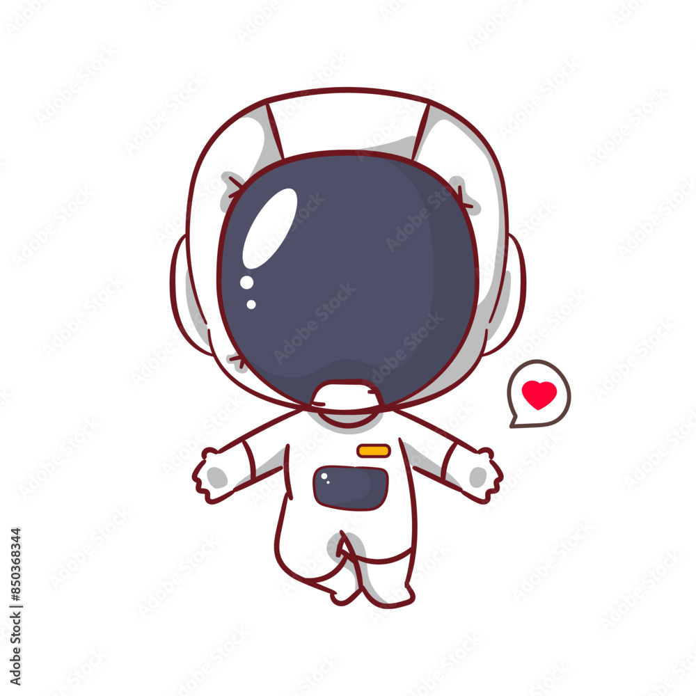 Cute astronaut floating with open hands cartoon character. Space and ...
