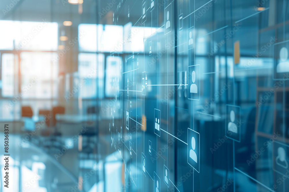 The detailed organizational infrastructure diagram projected on a ...