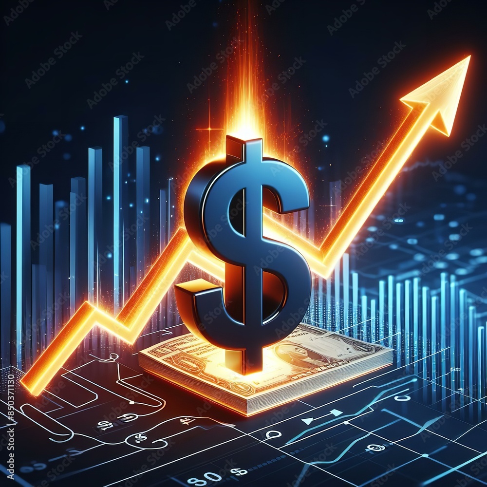 Dollar Coin with Upward Arrow and Graph | Financial Growth Concept ...