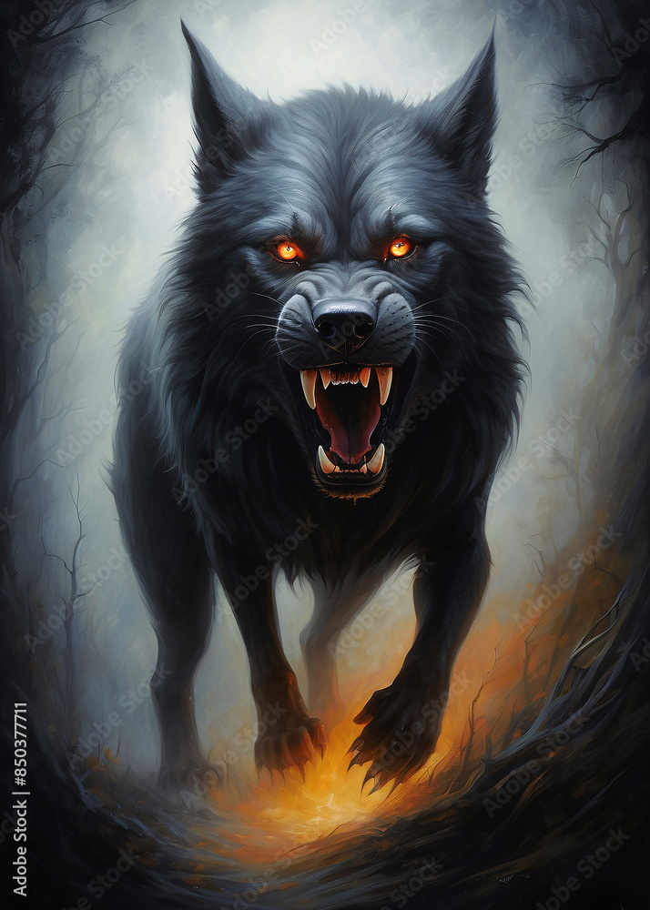 Scary Dark Dangerous Skinwalker Creature On The Hunt In A Misty ...