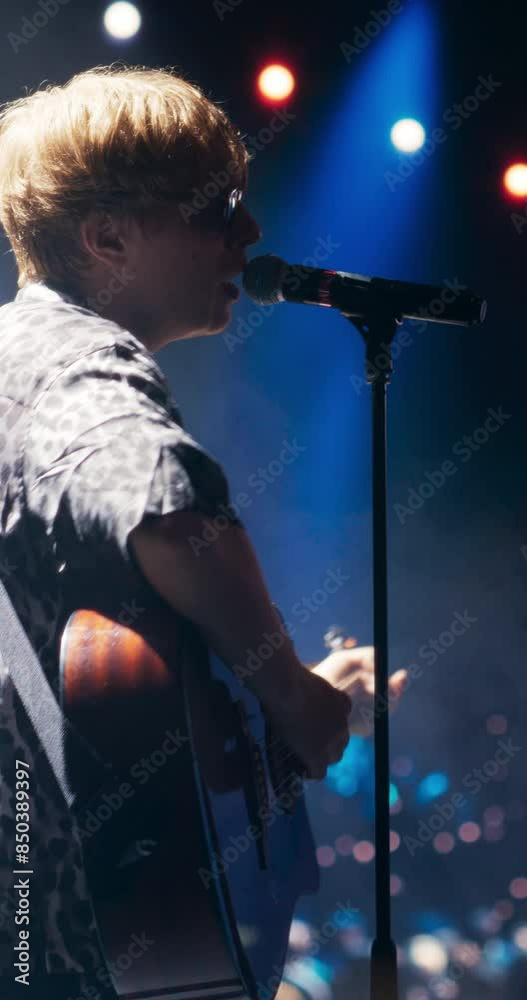 Vertical Screen: Indie Band Performing Live on Stage, Bringing Their ...