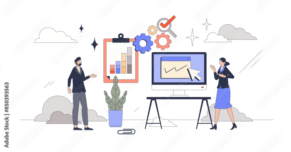 HR analytics and human resources analytics tiny person neubrutalism ...