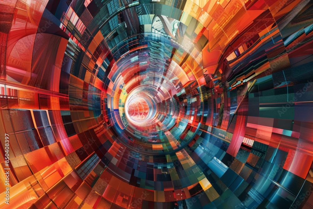 Vibrant abstract digital art with dynamic shapes and colors creating an ...