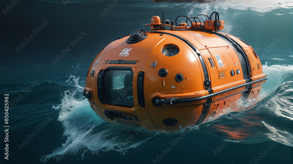 Robust underwater rescue capsule, featuring reinforced hulls and ...