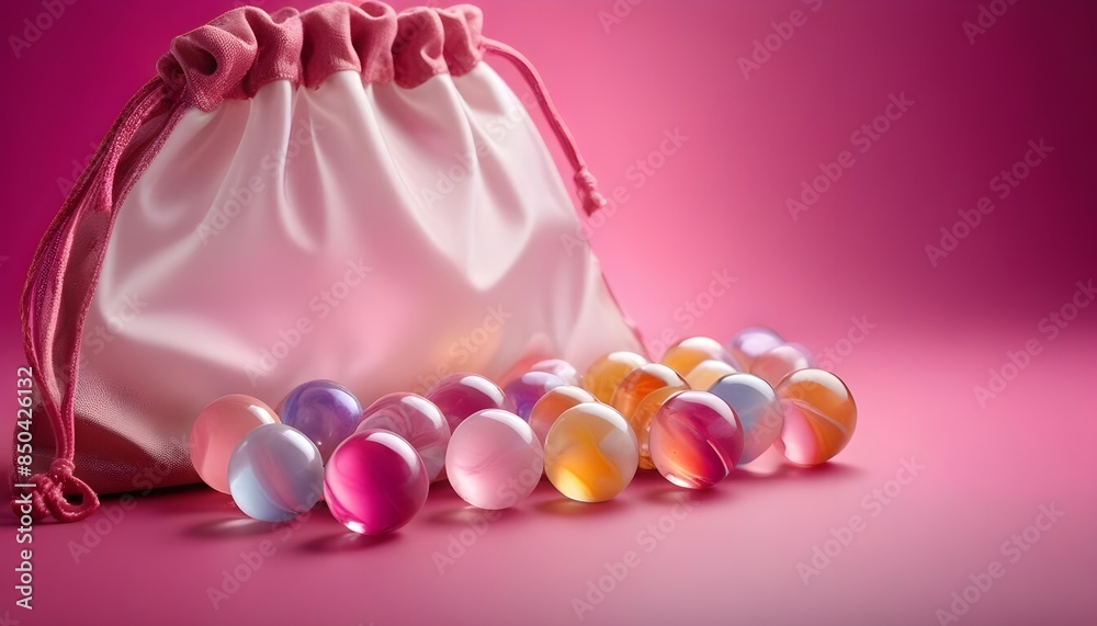 Marbles on a pink background, marble pile for a game background header ...