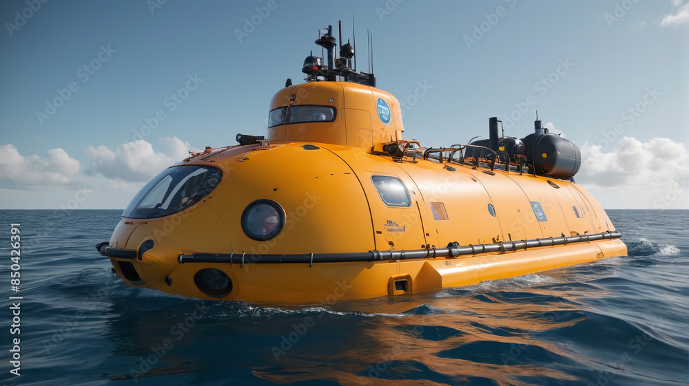 Cutting-edge submersible rescue module, designed for rapid deployment ...