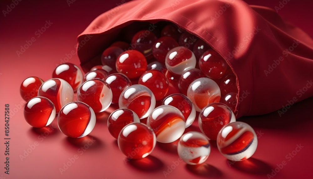 Red marbles on a red background, marble pile for a game background ...
