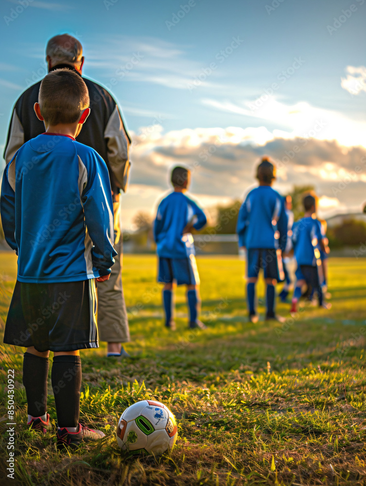 Kids engaging in soccer training on a sunny day, emphasizing teamwork ...