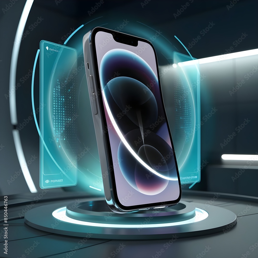 An innovative mobile phone design features a sleek, curved body with a ...