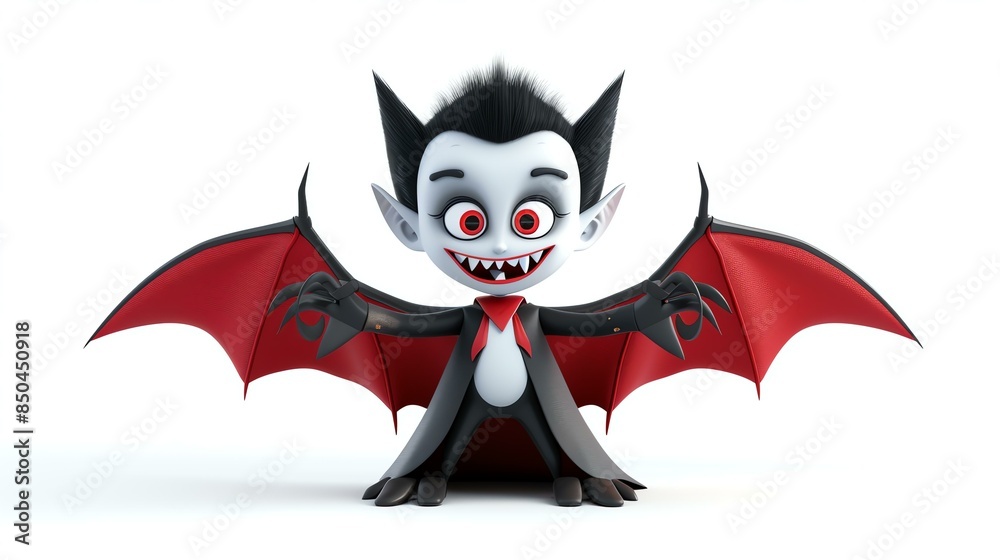 3D rendering of a cute and funny cartoon vampire. The vampire is ...