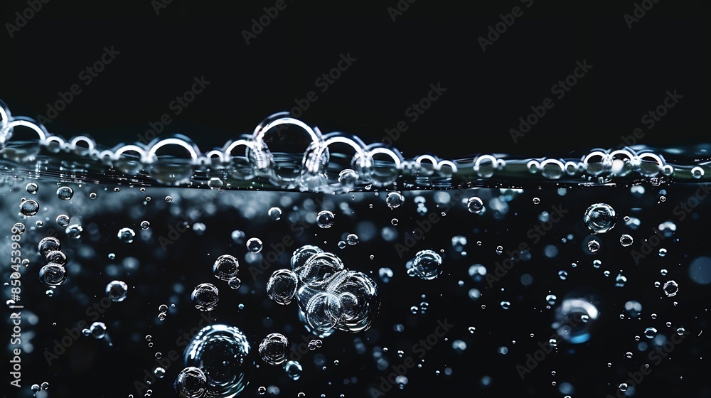 Slow motion air bubbles in water rising up to the surface on isolated ...