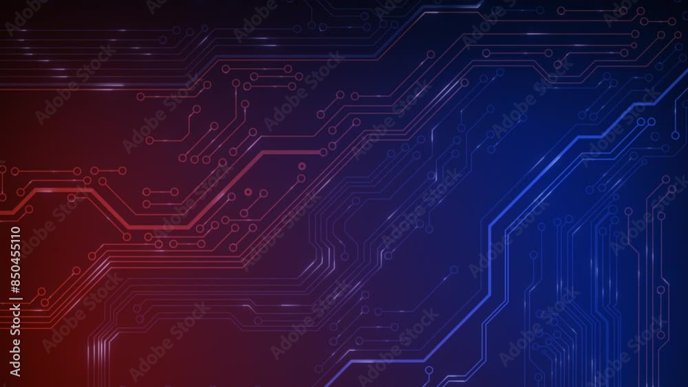 Animated circuit board. Digital technology background. Central computer processor CPU concept ...