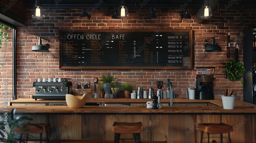 3d render of cafe bar restaurant nobody indoor Empty coffee shop ...