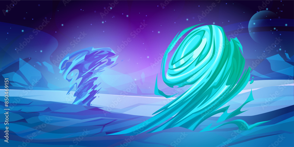 Game background. VFX cartoon effect. Bomb explosion. Magic blue tornado ...